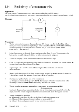 Experiment To Measure The Resistivity Of A Wire