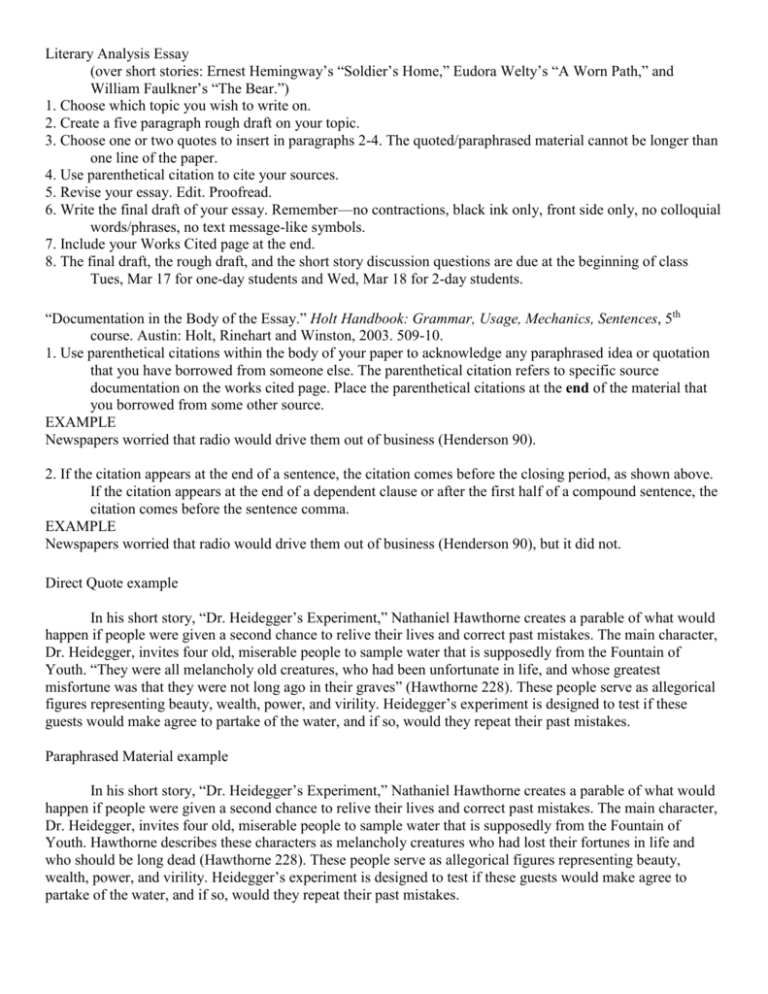 Literary Analysis Essay Literary Analysis Essay