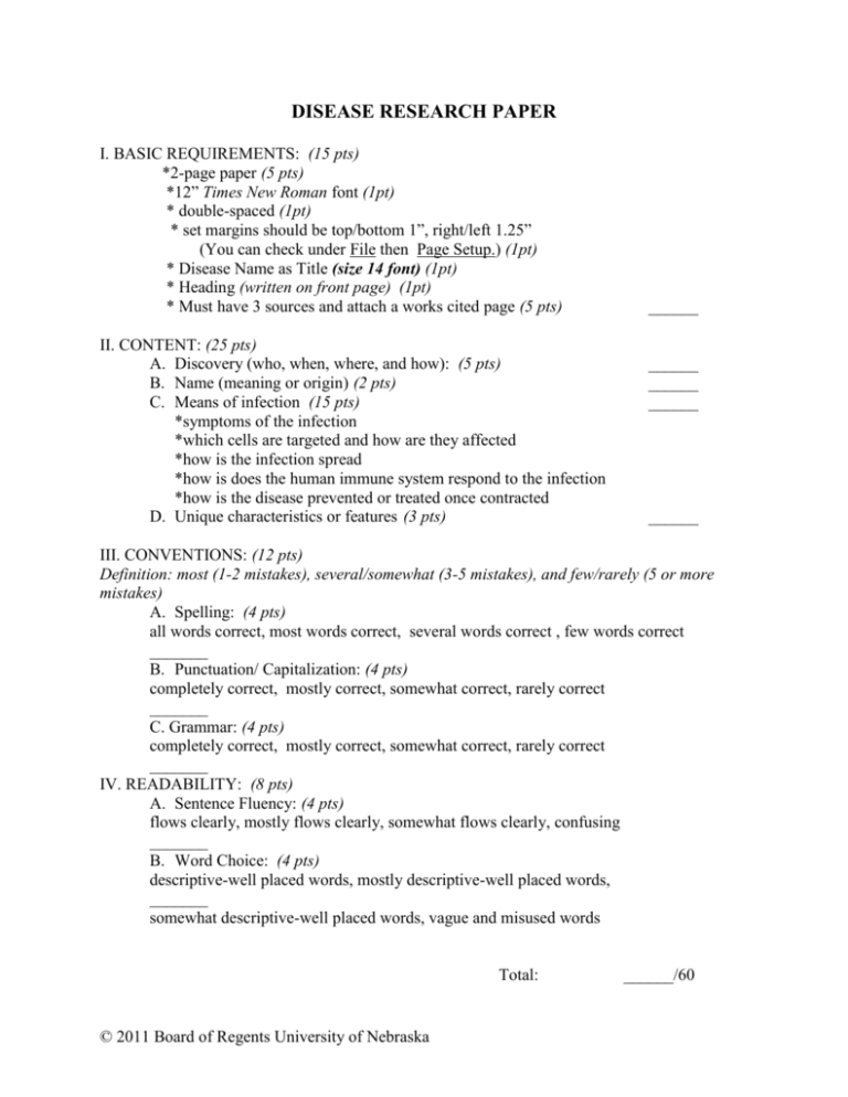 DISEASE RESEARCH PAPER