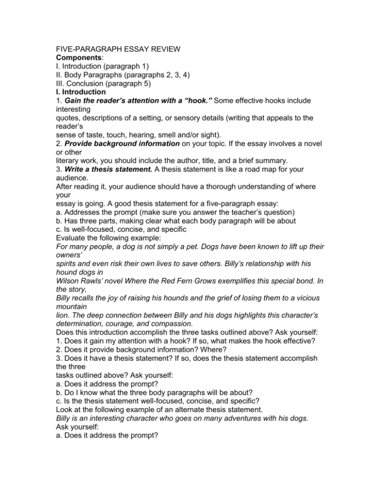 Parts Of Essay Introduction Body Paragraphs Etc doc