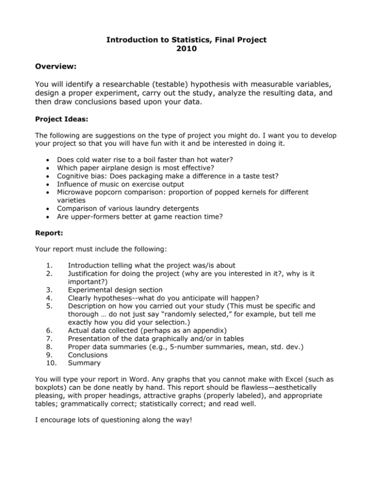 Finite Math Final Statistics Project Finite Math Final Statistics Project