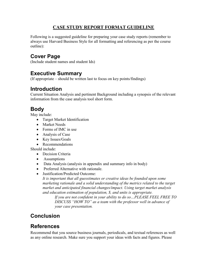 Case Analysis Format Business Reports