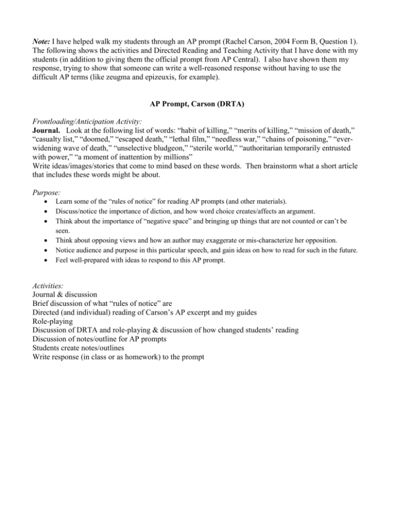 2004 AP English Language And Composition FRQ