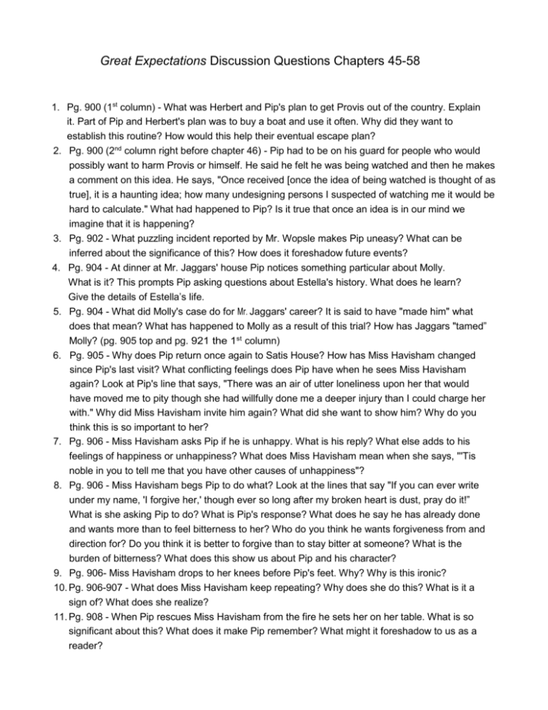 Great Expectations Discussion Questions Chapter 45 58 Great Expectations Discussion Questions Chapter 45 58