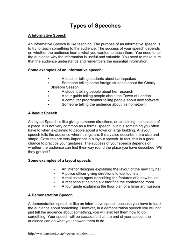 Types Of Speeches
