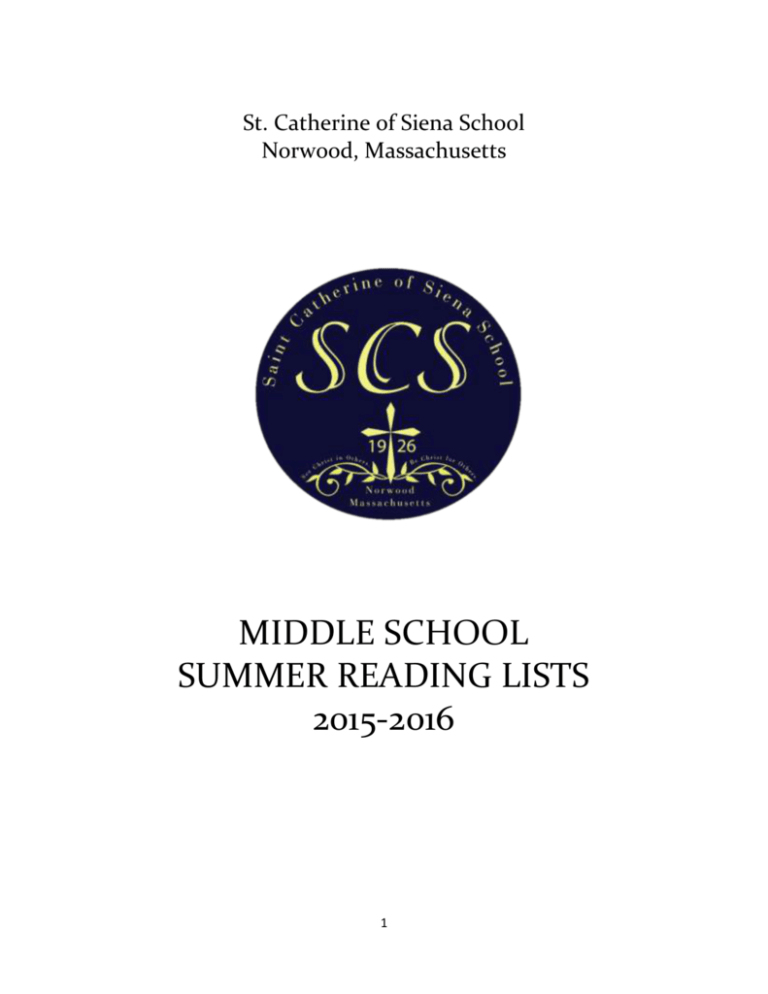 SCS Summer Reading List Grades 6 8 SCS Summer Reading List Grades 6 8