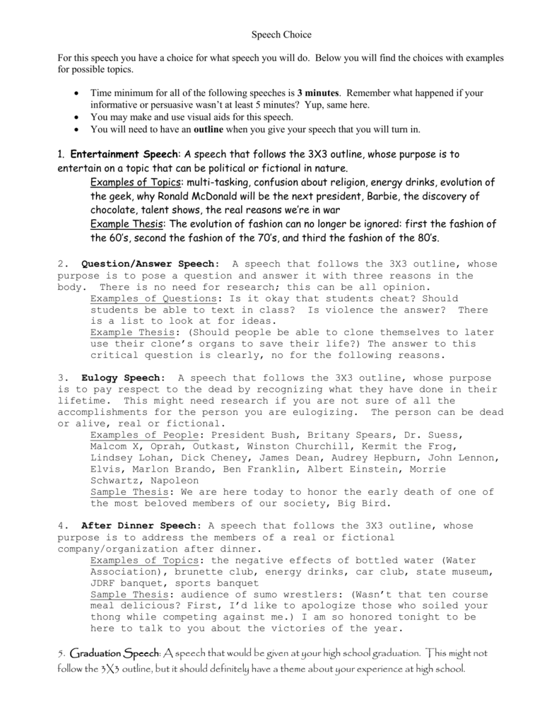 5 Minute Speeches Samples Top 20 Informative Speech Examples And 