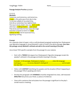 Macbeth Close Reading Assignments/AP English 12