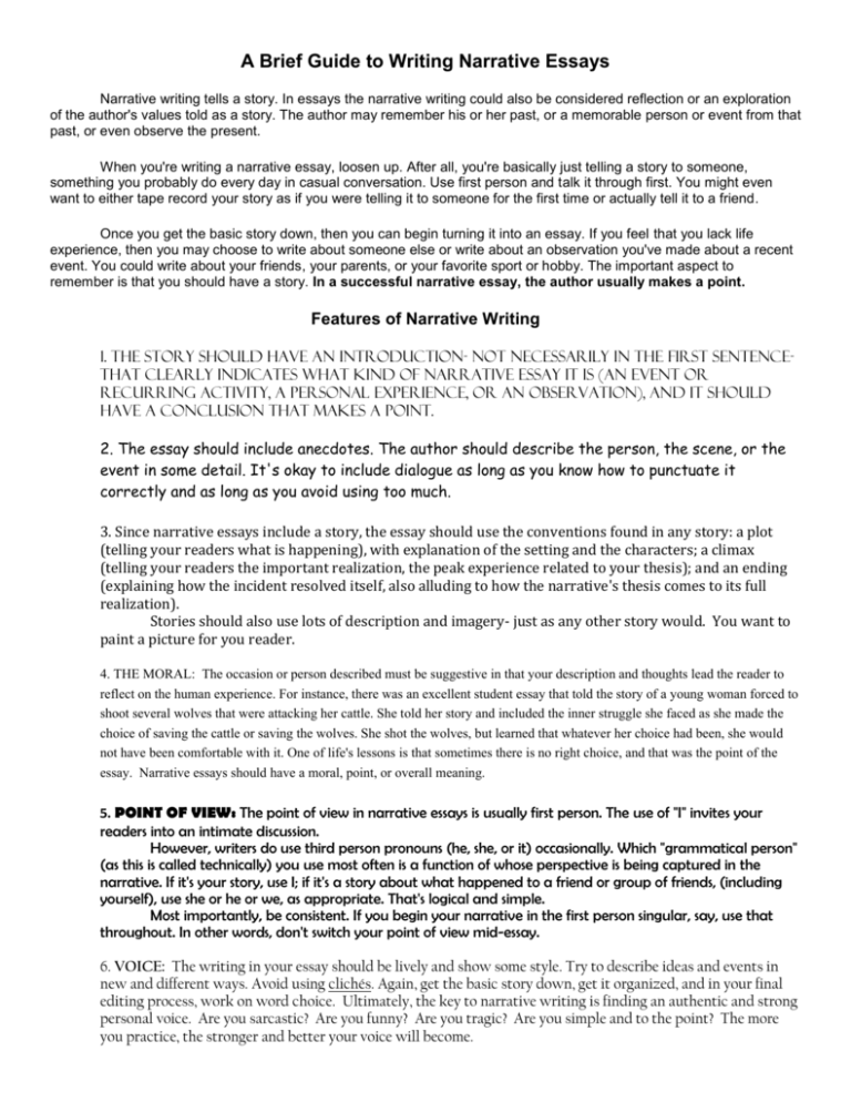 Narrative Essay And Prompts Narrative Essay And Prompts
