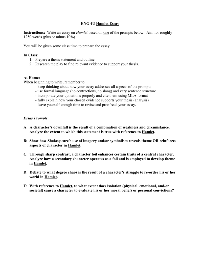 Hamlet Essay Character Development Navigate Search