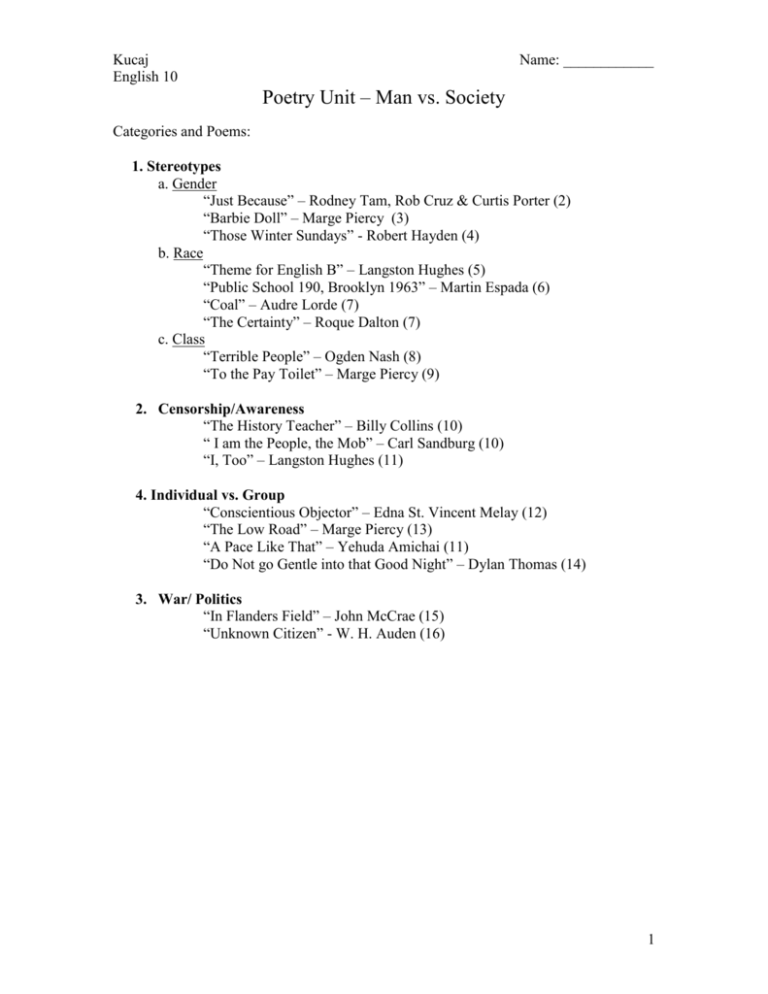Poetry Packet Poetry Packet