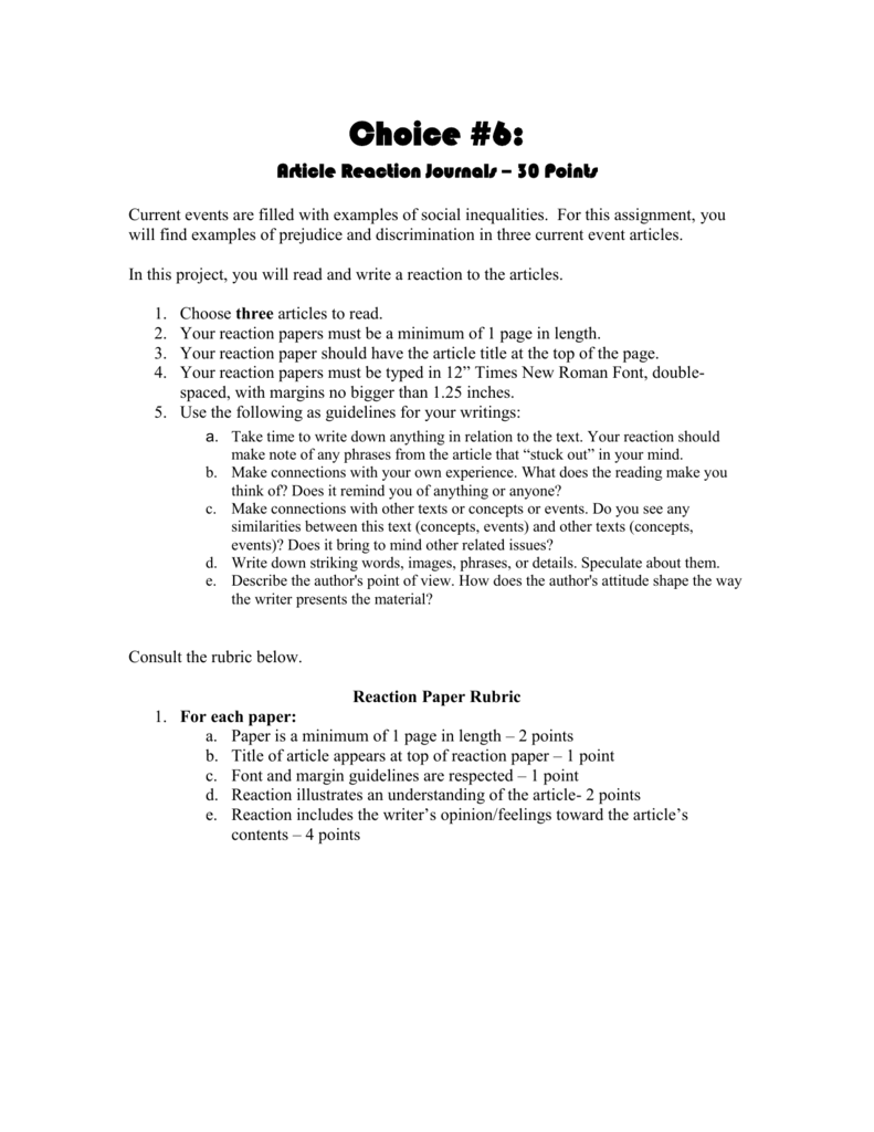How To Write A Reaction Paper About An Article Write My Reaction 