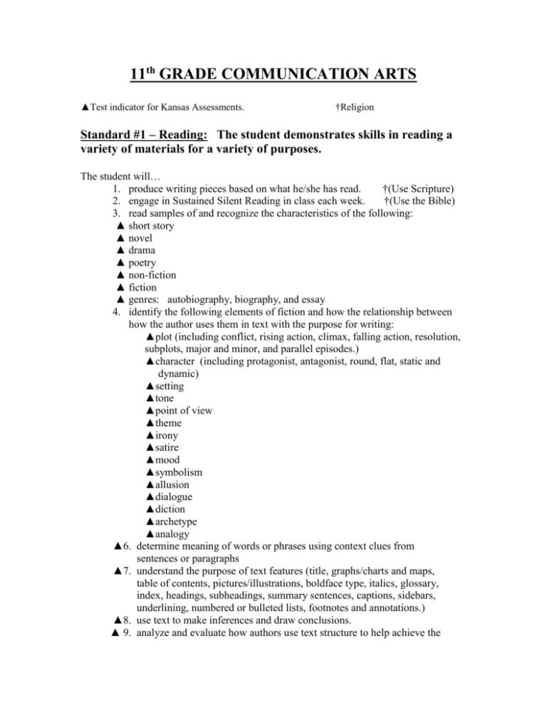 Eleventh Grade Language Arts Standards