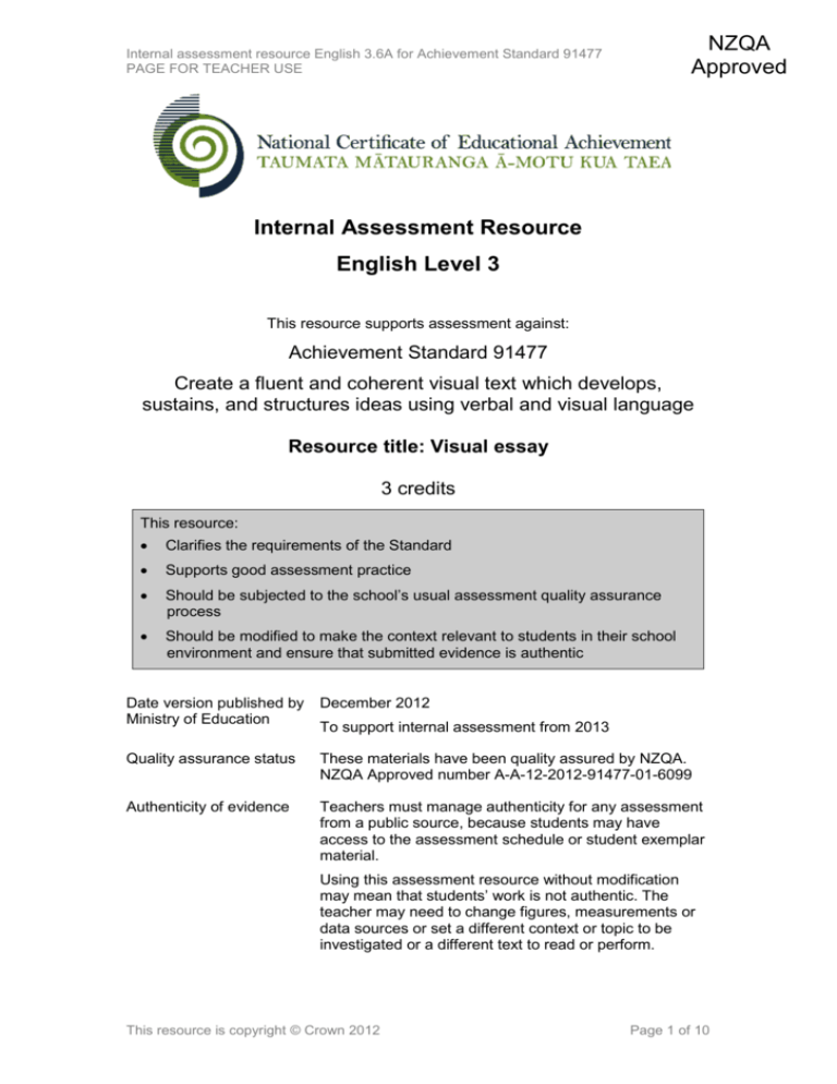 Level 3 English Internal Assessment Resource