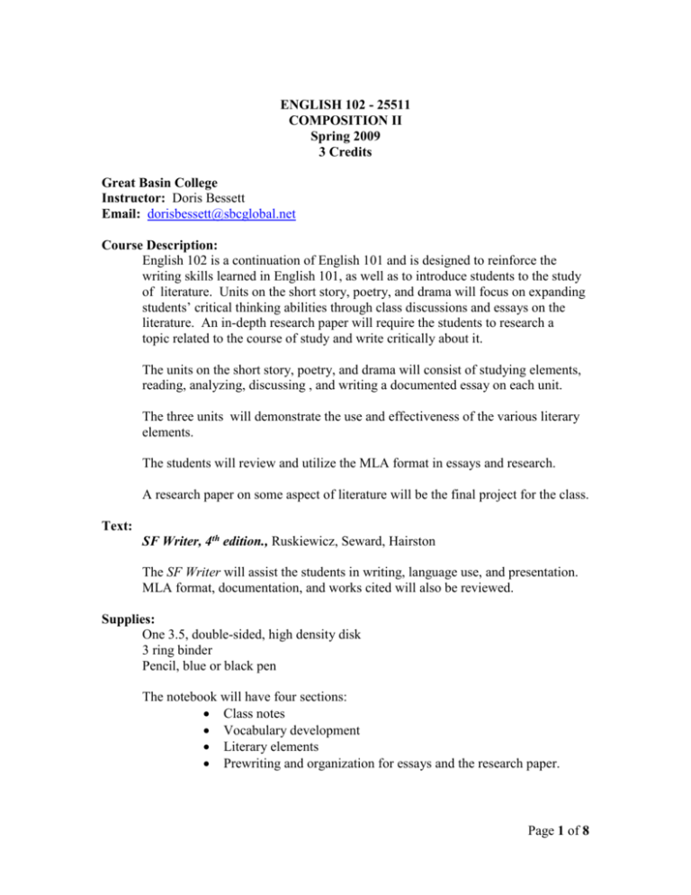 English 102 Great Basin College English 102 Great Basin College