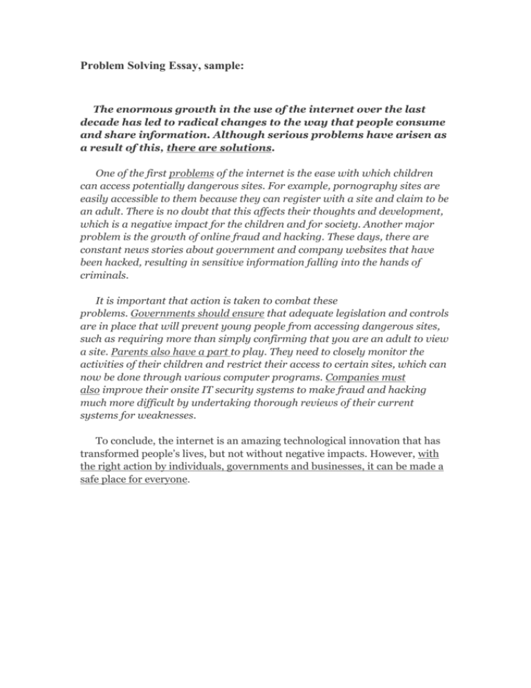 Problem Solving Essay doc