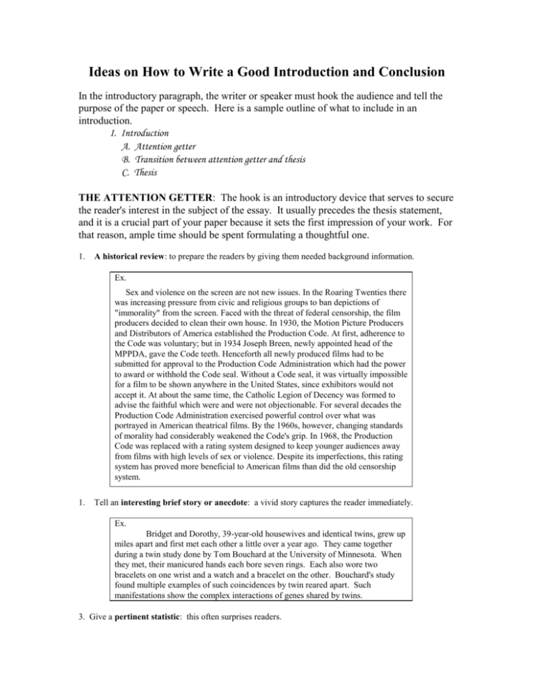 Ideas On How To Write A Good Introduction And