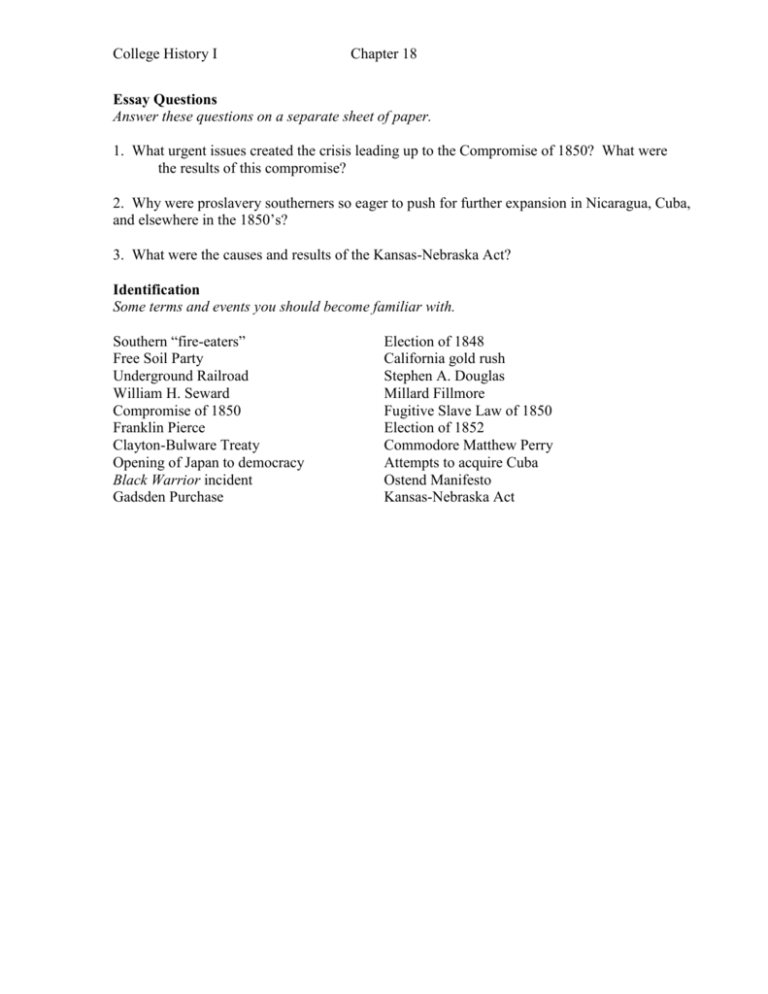Essay Questions Essay Questions