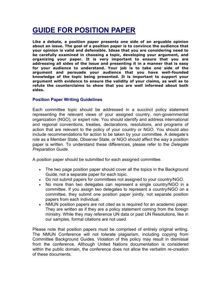 Position Paper Example Pdf 2 Position Paper Examples That Stand For 
