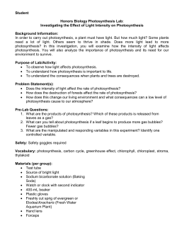 Lab: Photosynthesis with Elodea