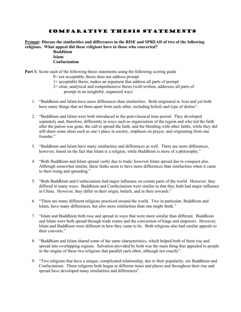 Comparative Thesis Statements