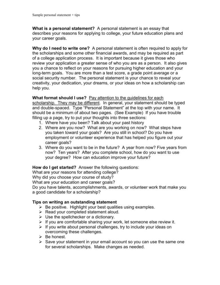 Sample Personal Statement Tips