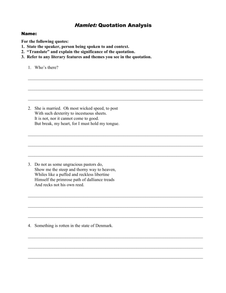 Hamlet Acts 1 And 2 Quotes Quiz Hamlet Acts 1 And 2 Quotes Quiz