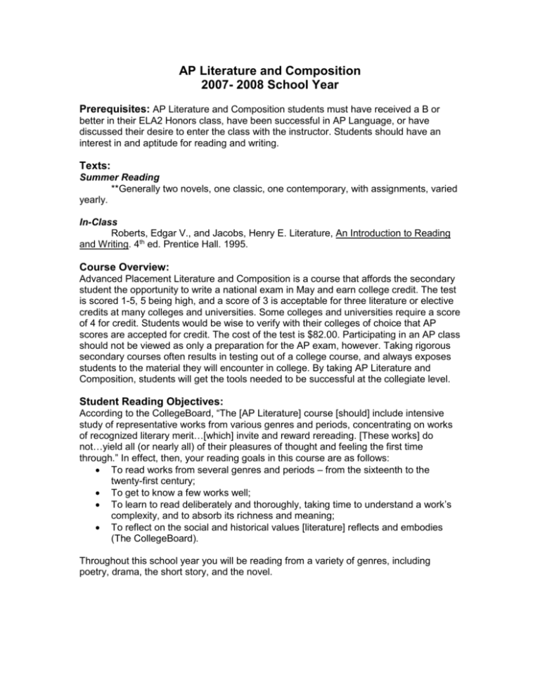 AP Literature And Composition AP Literature And Composition