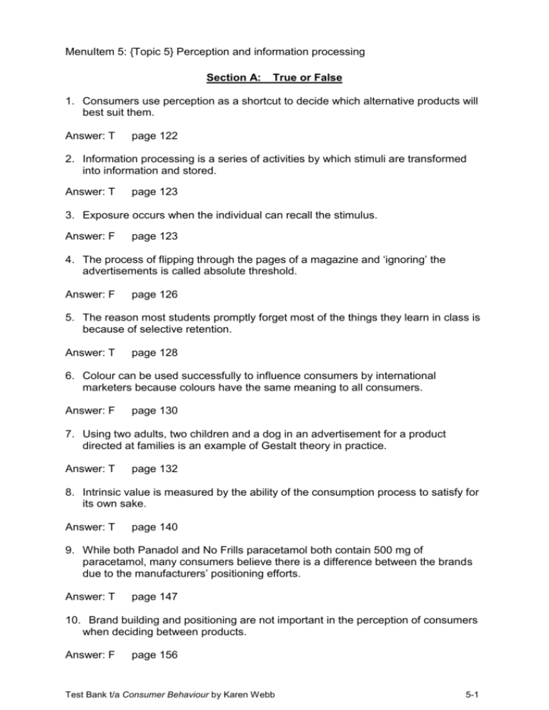Section A True Or False