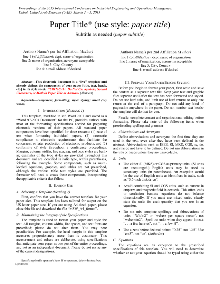 IEEE IEOM 2015 Conference Paper Template doc 