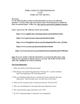Great Depression Journal Entry