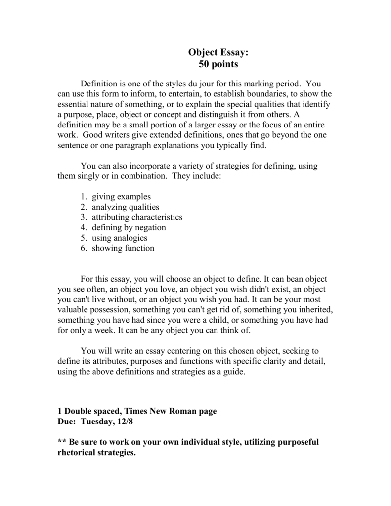 Object Essay Object Essay