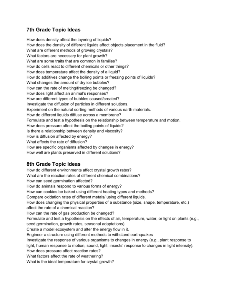 Science Fair Ideas
