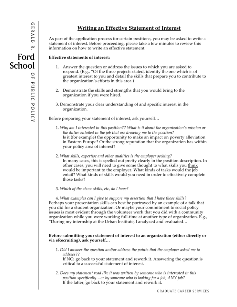 Writing An Effective Statement Of Interest
