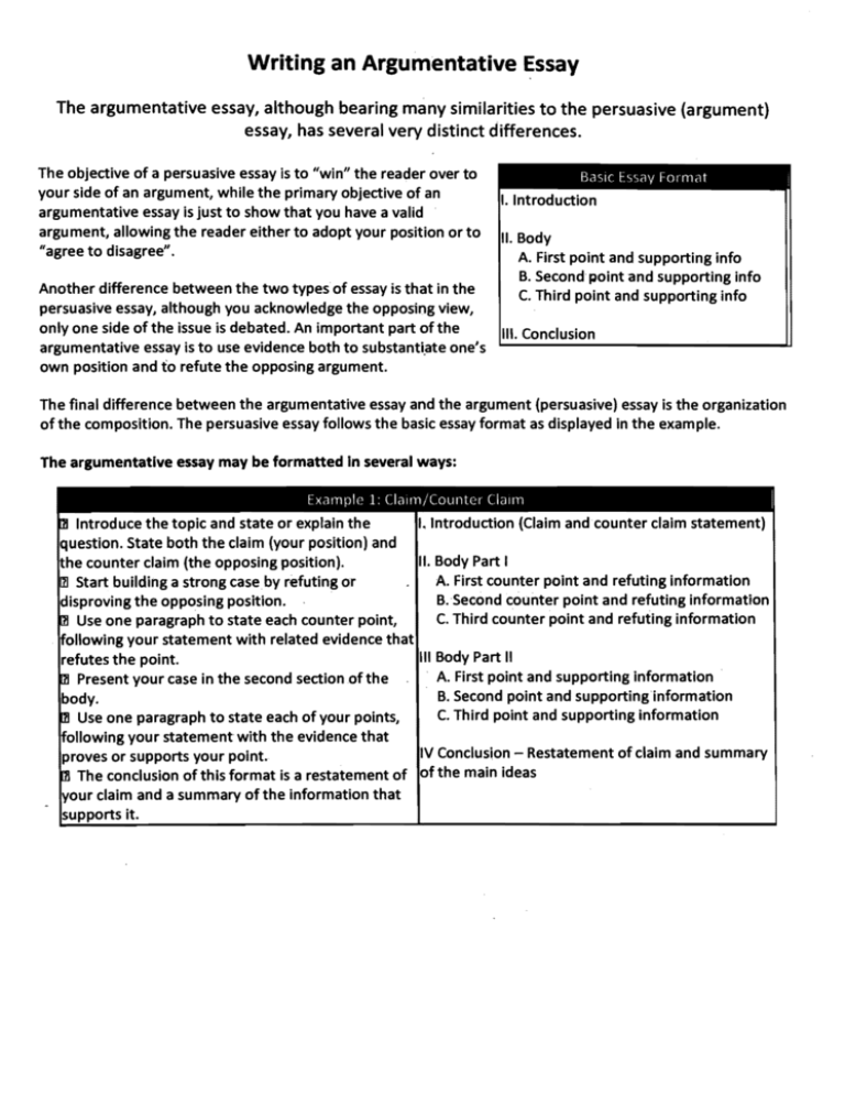 Writing An Argumentative Essay