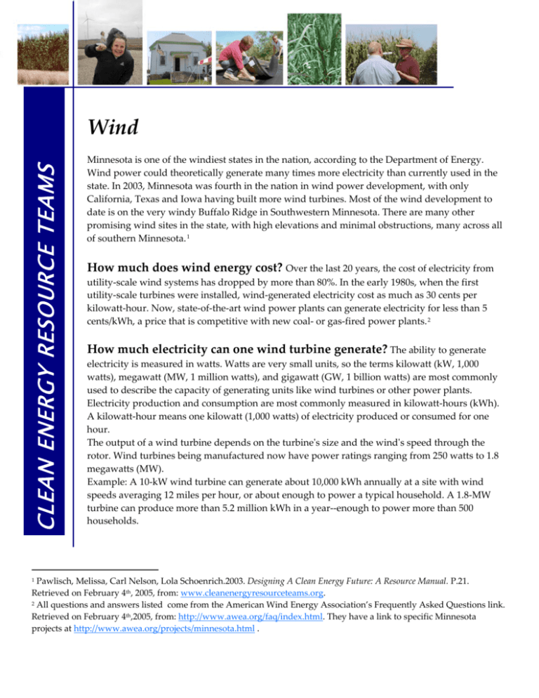 Wind Clean Energy Resource Teams