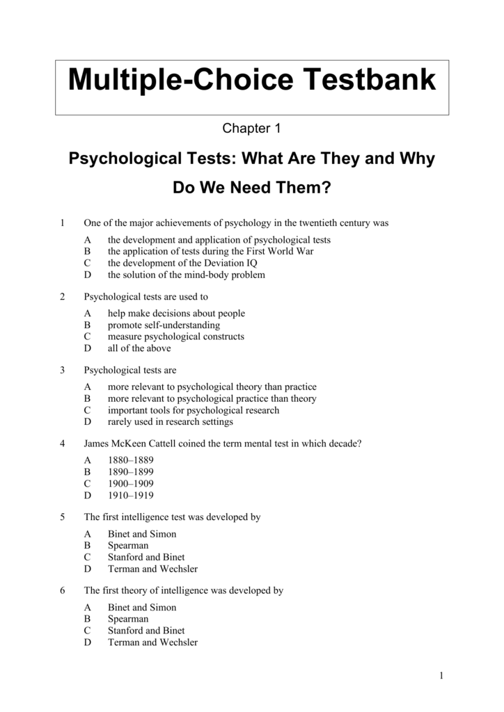 Multiple Choice Testbank