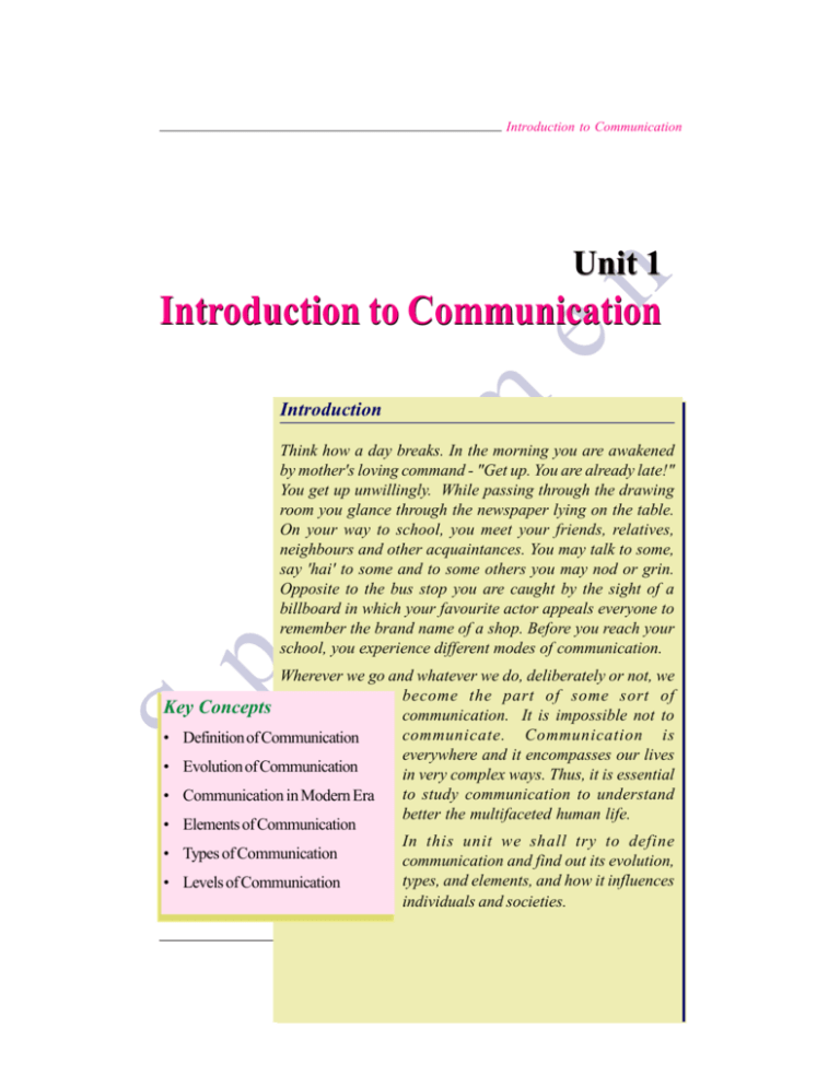 Introduction To Communication Introduction To Introduction To Communication Introduction To
