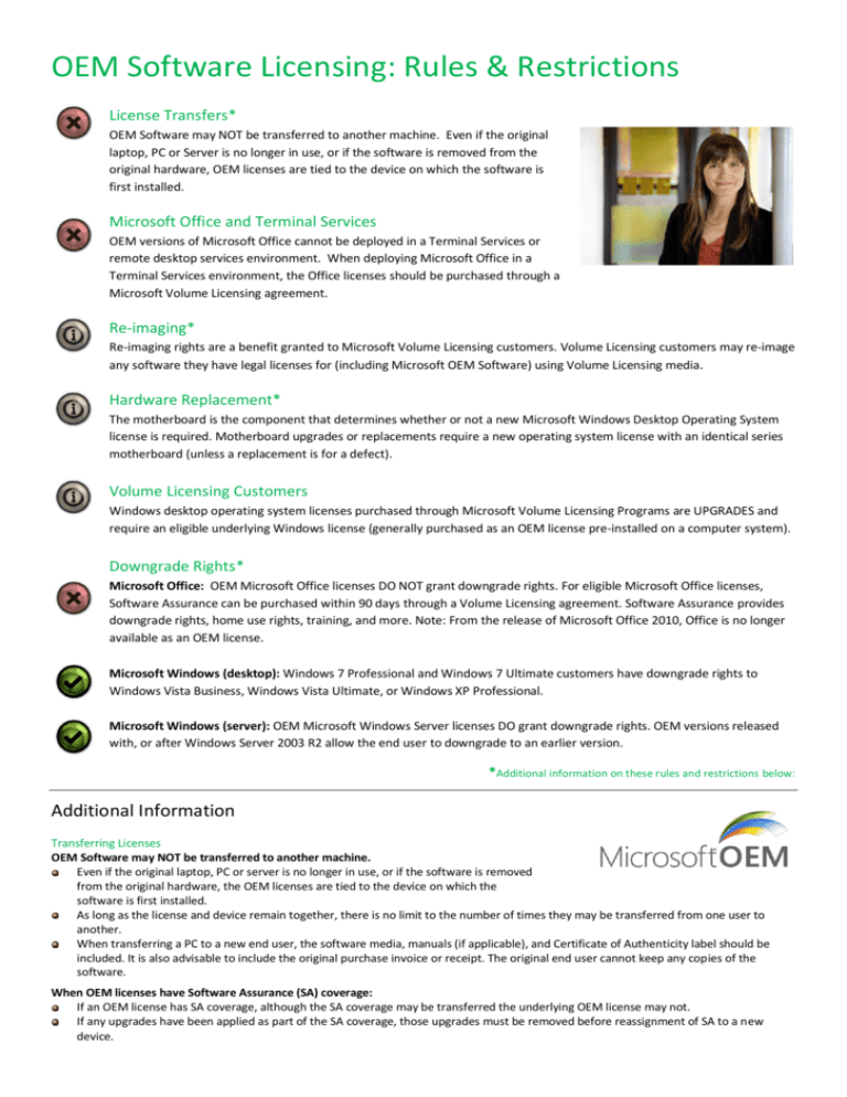 OEM Software Licensing Rules Restrictions OEM Software Licensing Rules Restrictions