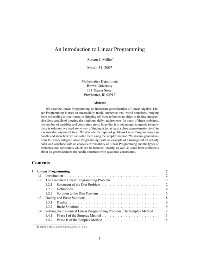 An Introduction To Linear Programming