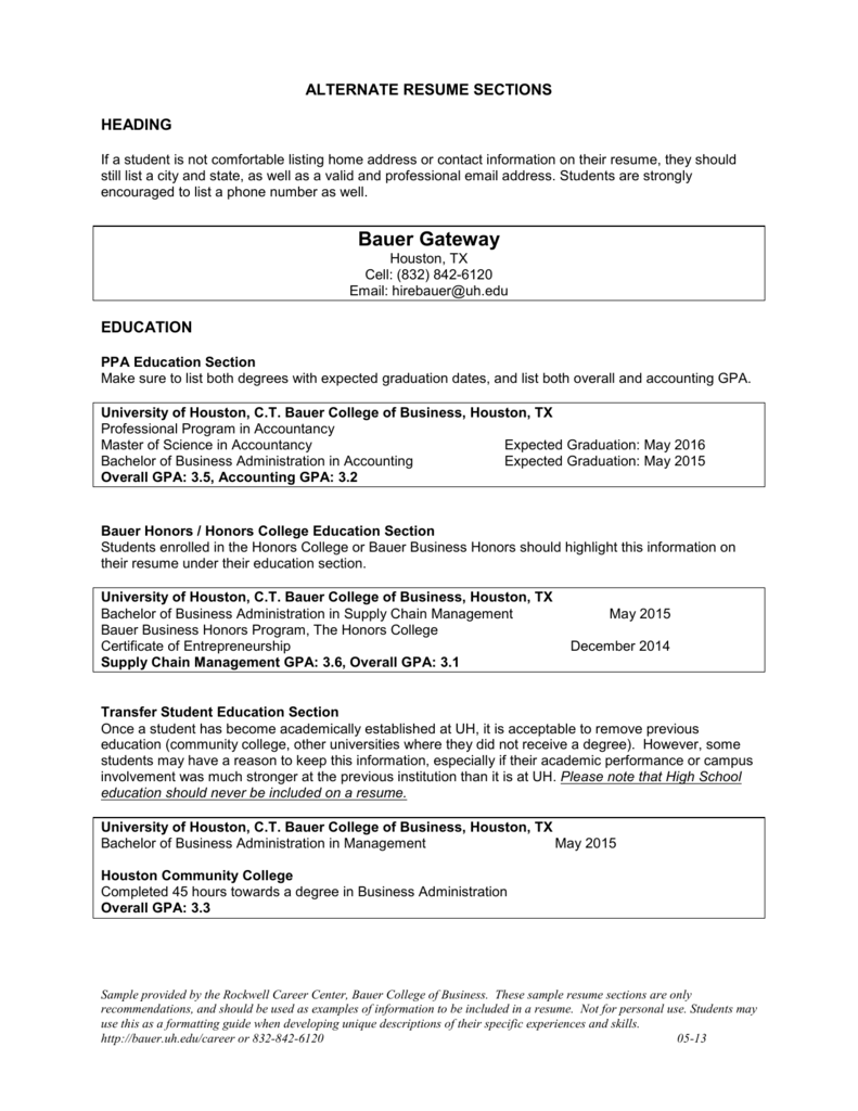 Alternate R sum Sections C T Bauer College Of Business