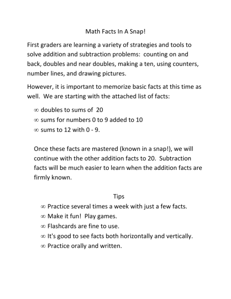Math Facts In A Snap 
