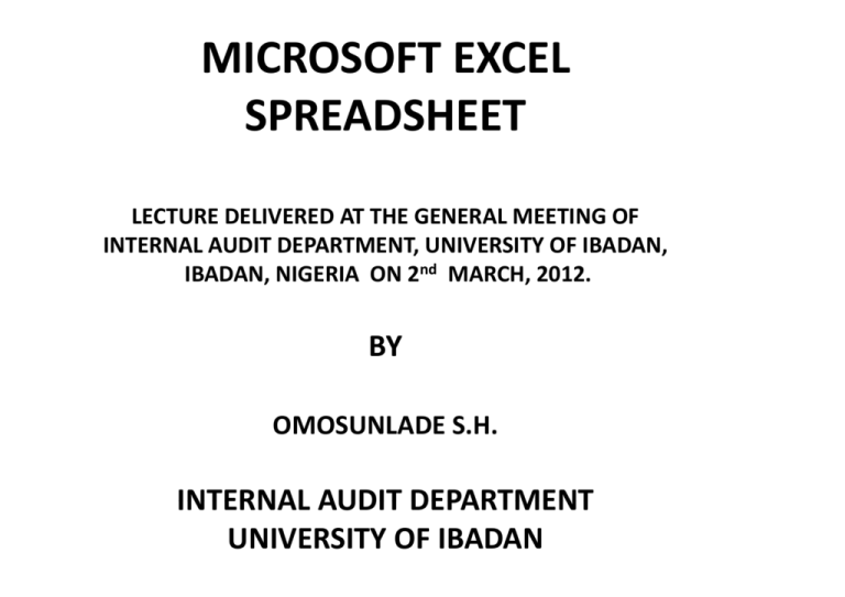 Microsoft Excel Spreadsheet