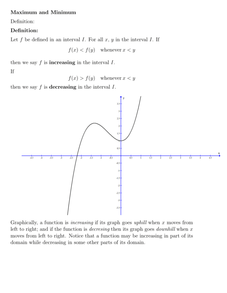 Maximum And Minimum Definition Definition Let F Be Defined In An Maximum And Minimum Definition Definition Let F Be Defined In An