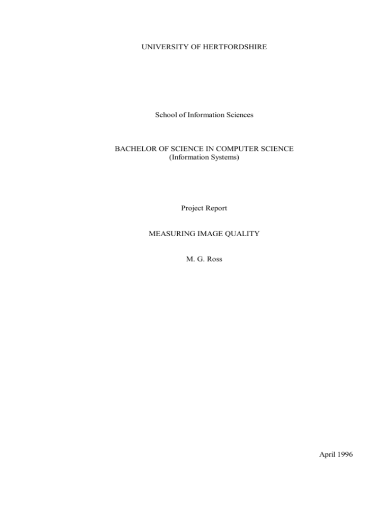 Final Year Project Report For BSc