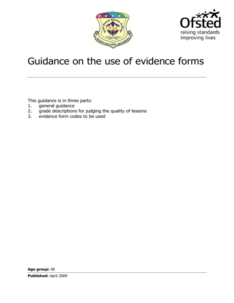 Subject Codes For Use On Evidence Forms Subject Codes For Use On Evidence Forms