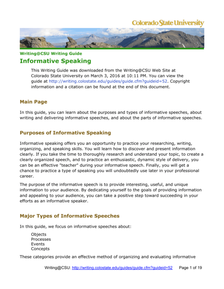 Informative Speaking Writing CSU