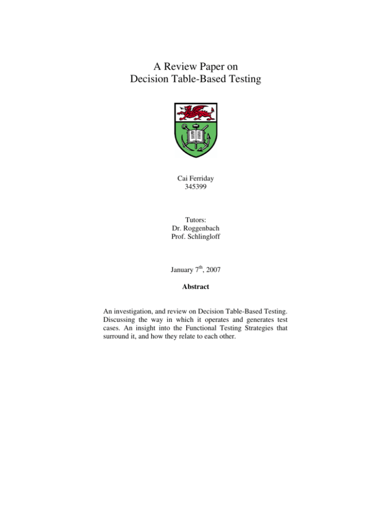 A Review Paper on Decision Table