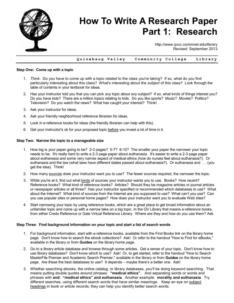 How To Write A Research Paper Part 1