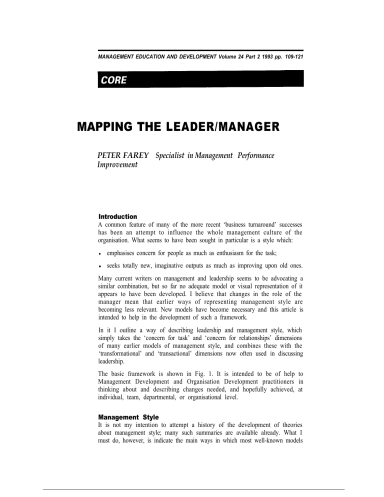 mapping the leader/manager